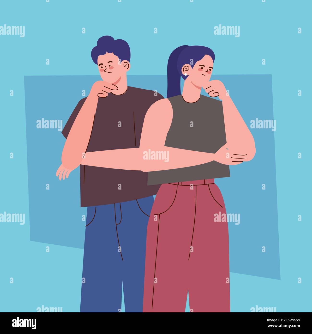 young couple thinking characters Stock Vector Image & Art - Alamy