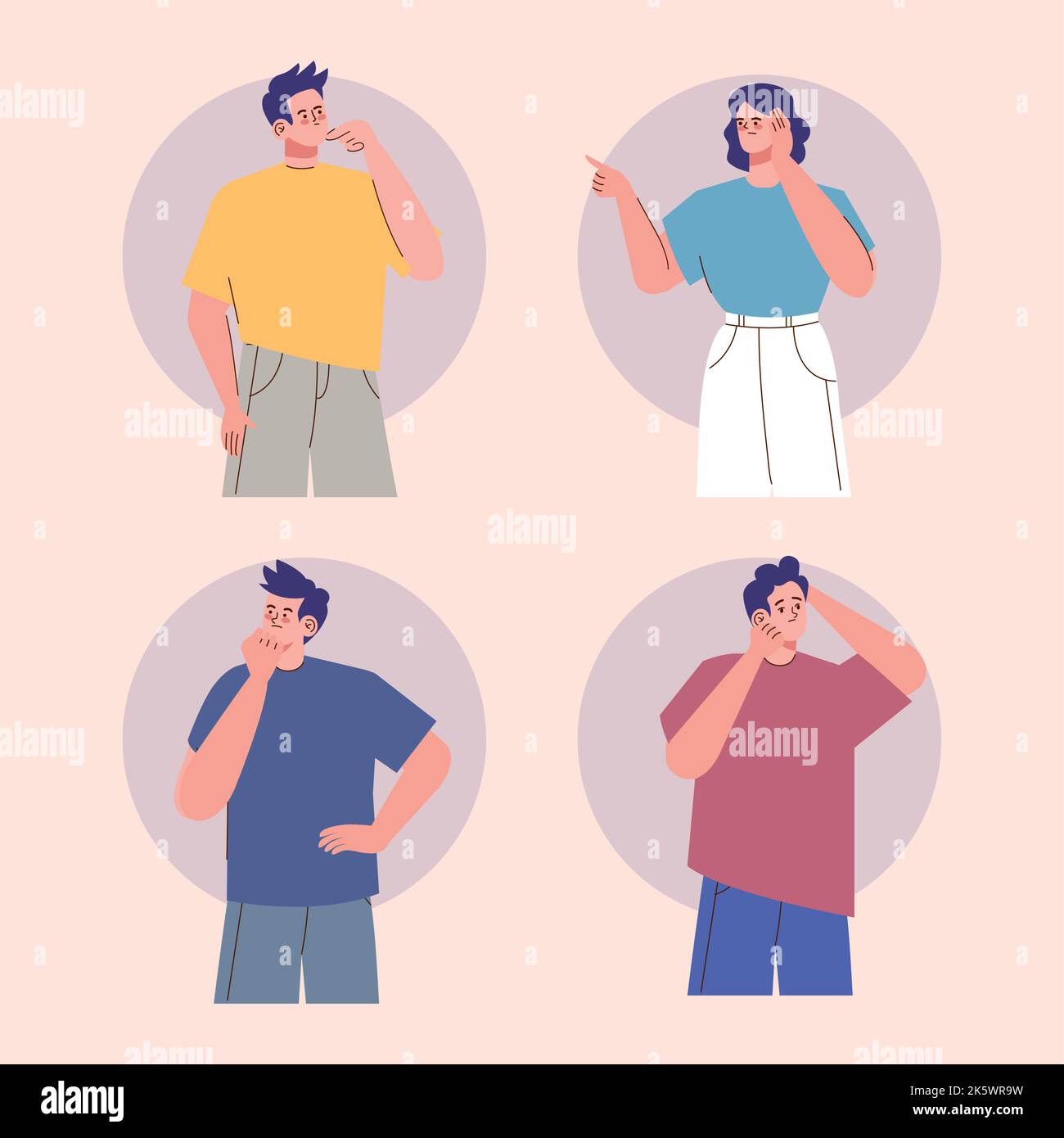 four young persons thinking Stock Vector Image & Art - Alamy