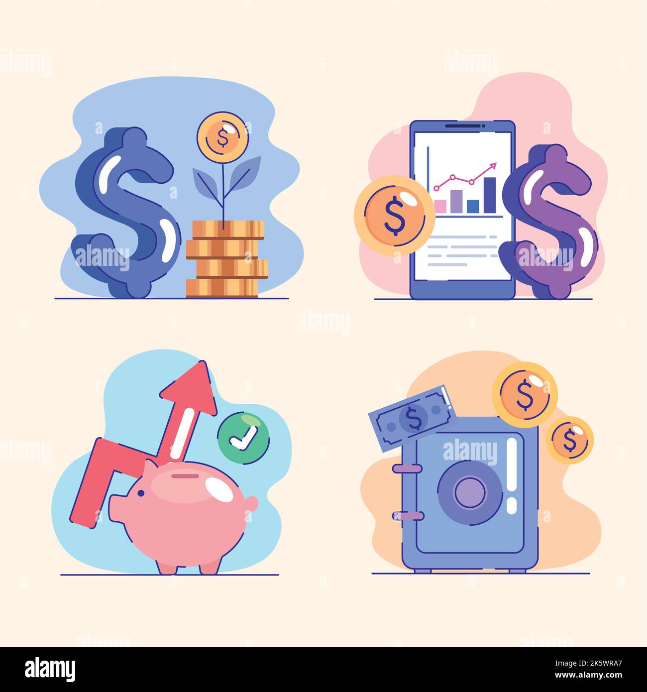 four money dollars icons Stock Vector Image & Art - Alamy
