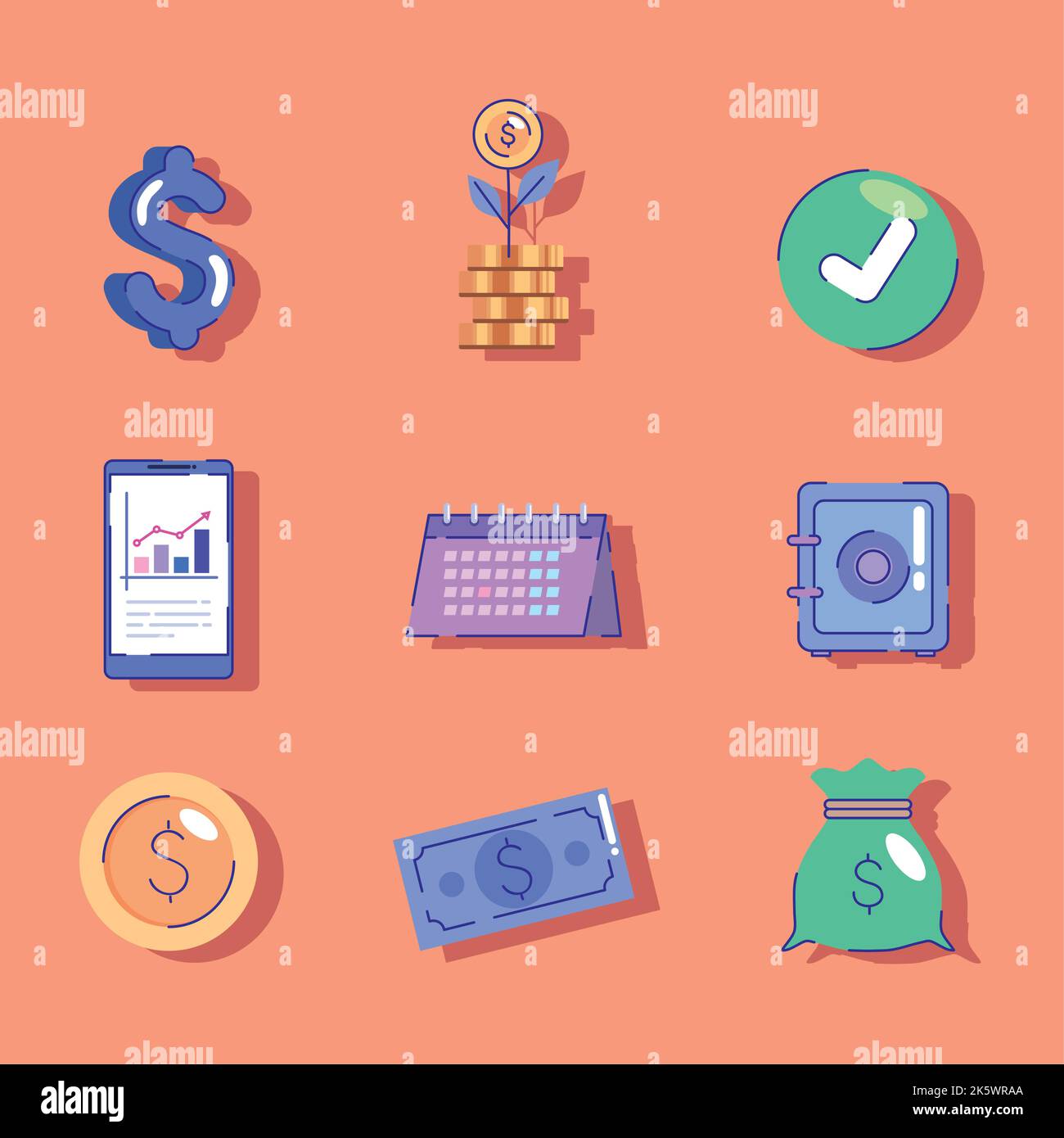 nine money dollars icons Stock Vector Image & Art - Alamy