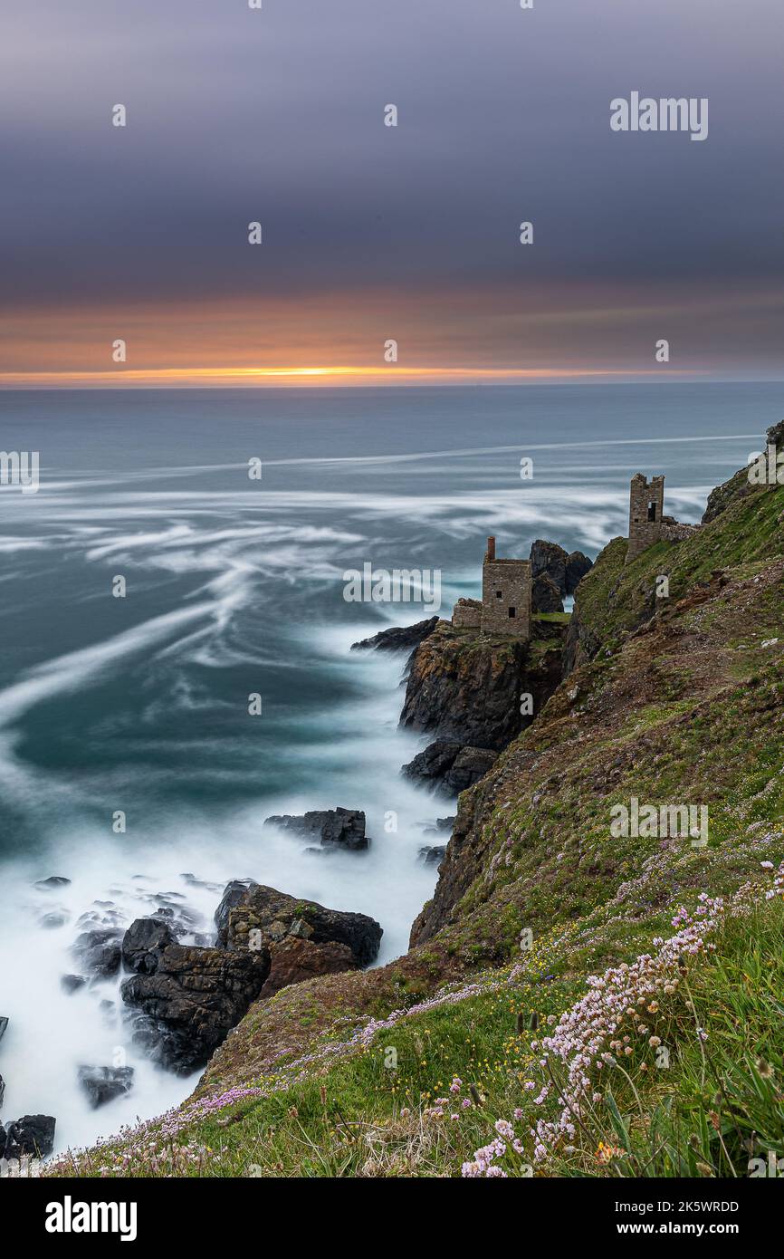 Crowns Engine Houses at sunset, Botallack Mines, Cornwall, United ...