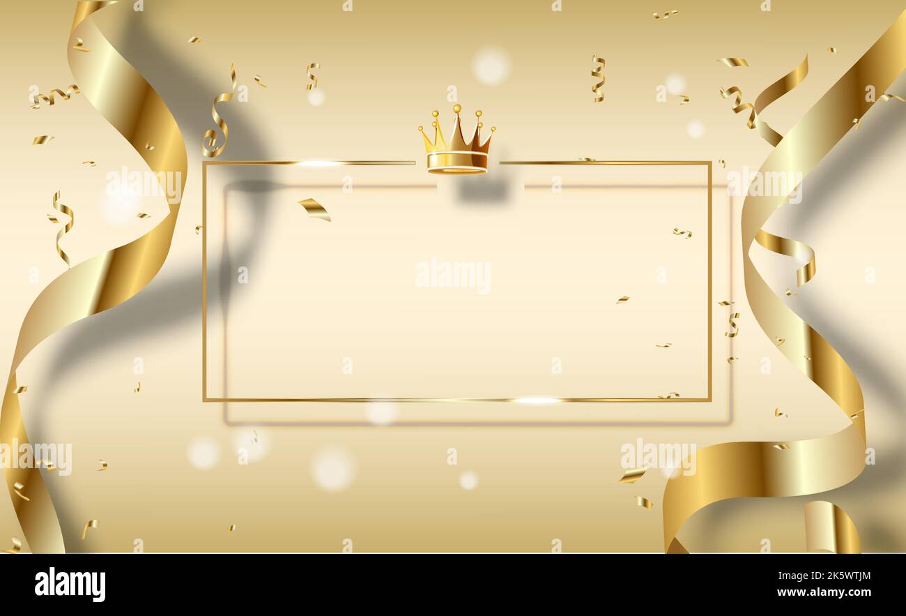 Birthday party banner with golden textured ribbon Stock Vector Image ...