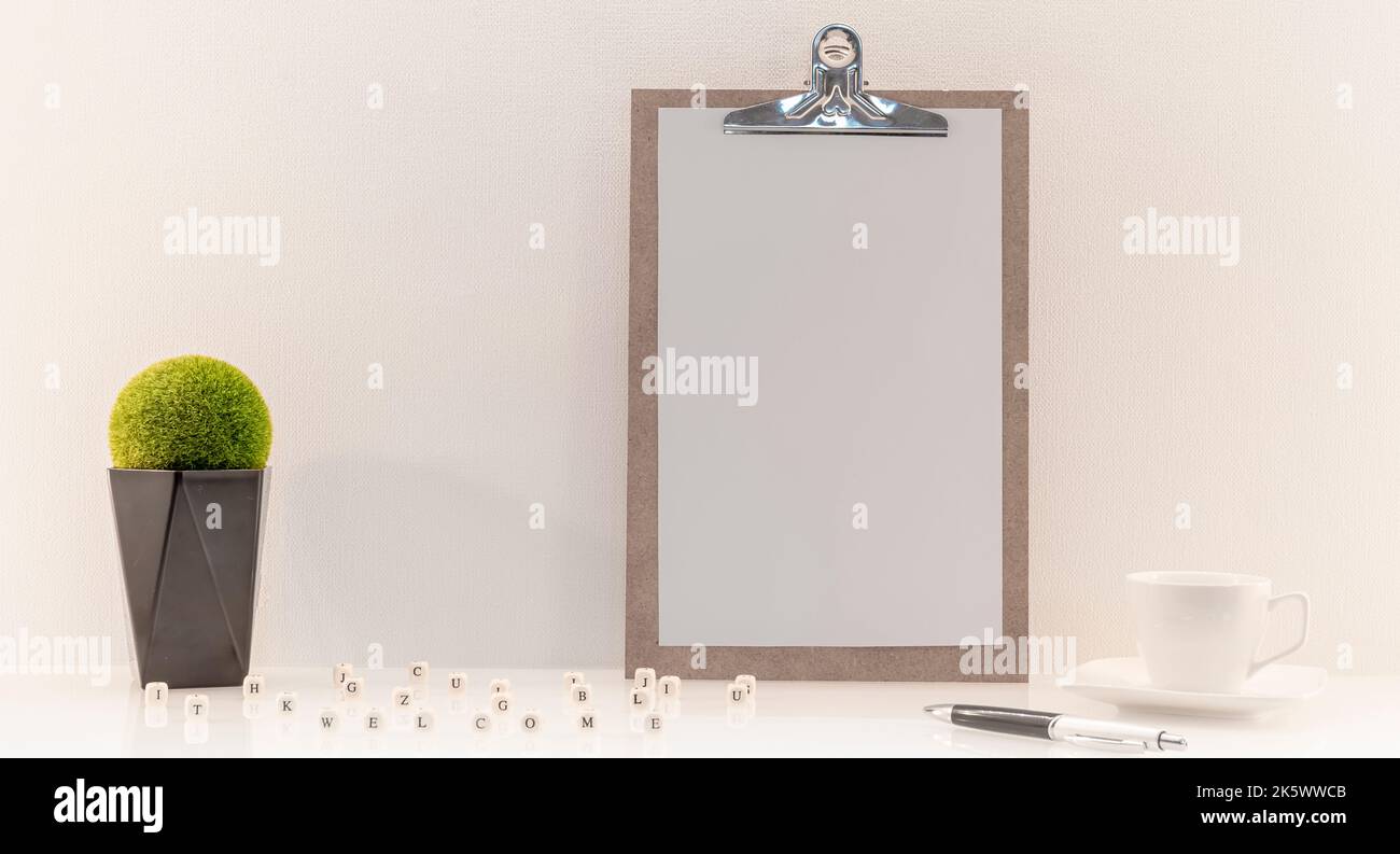 Model of wooden clipboard with empty space for logos, advertising ...