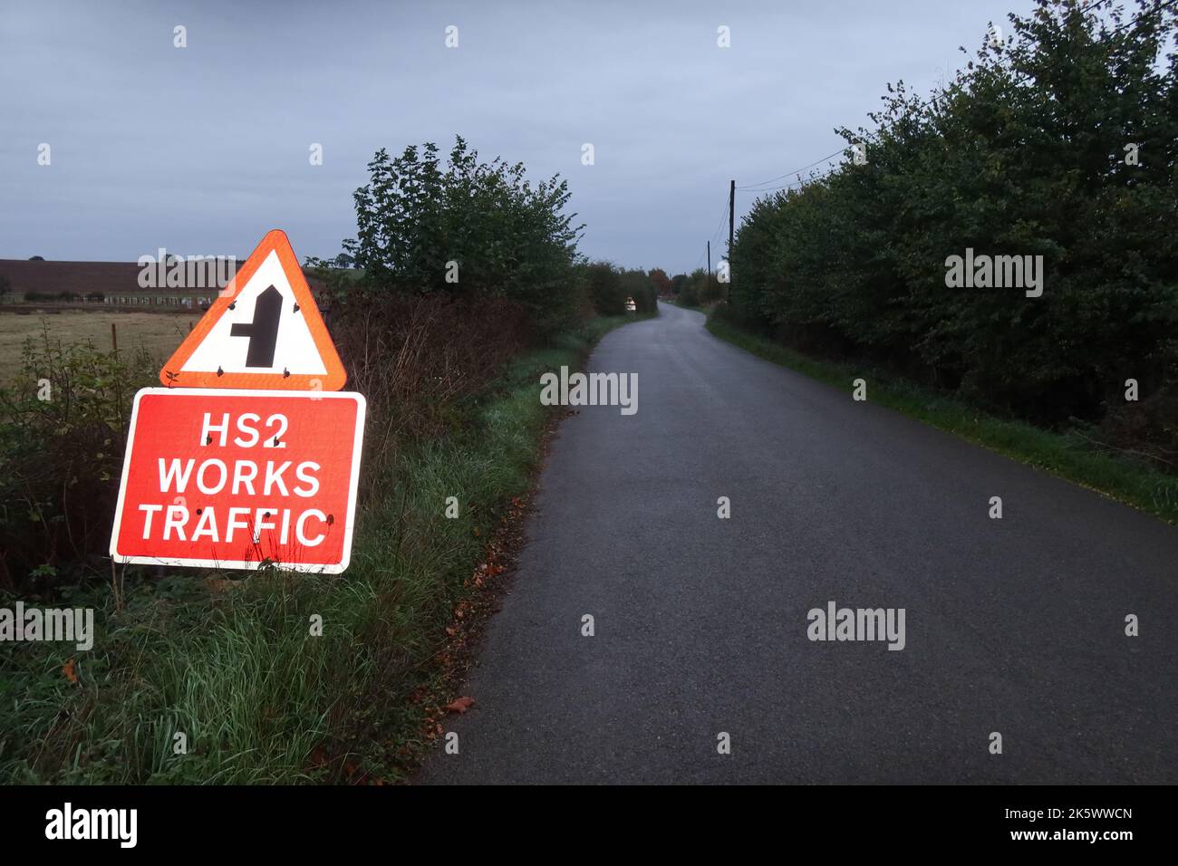 HS2 high speed rail network road sign. Chipping Warden ...