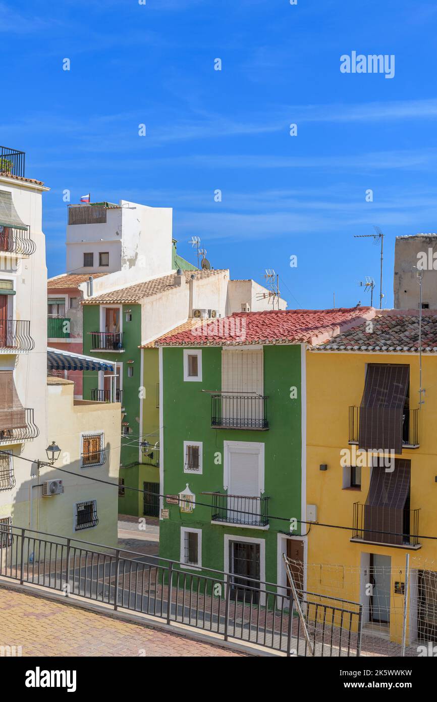 Distinctively colourful houses in the town of La Villajoyosa (also ...