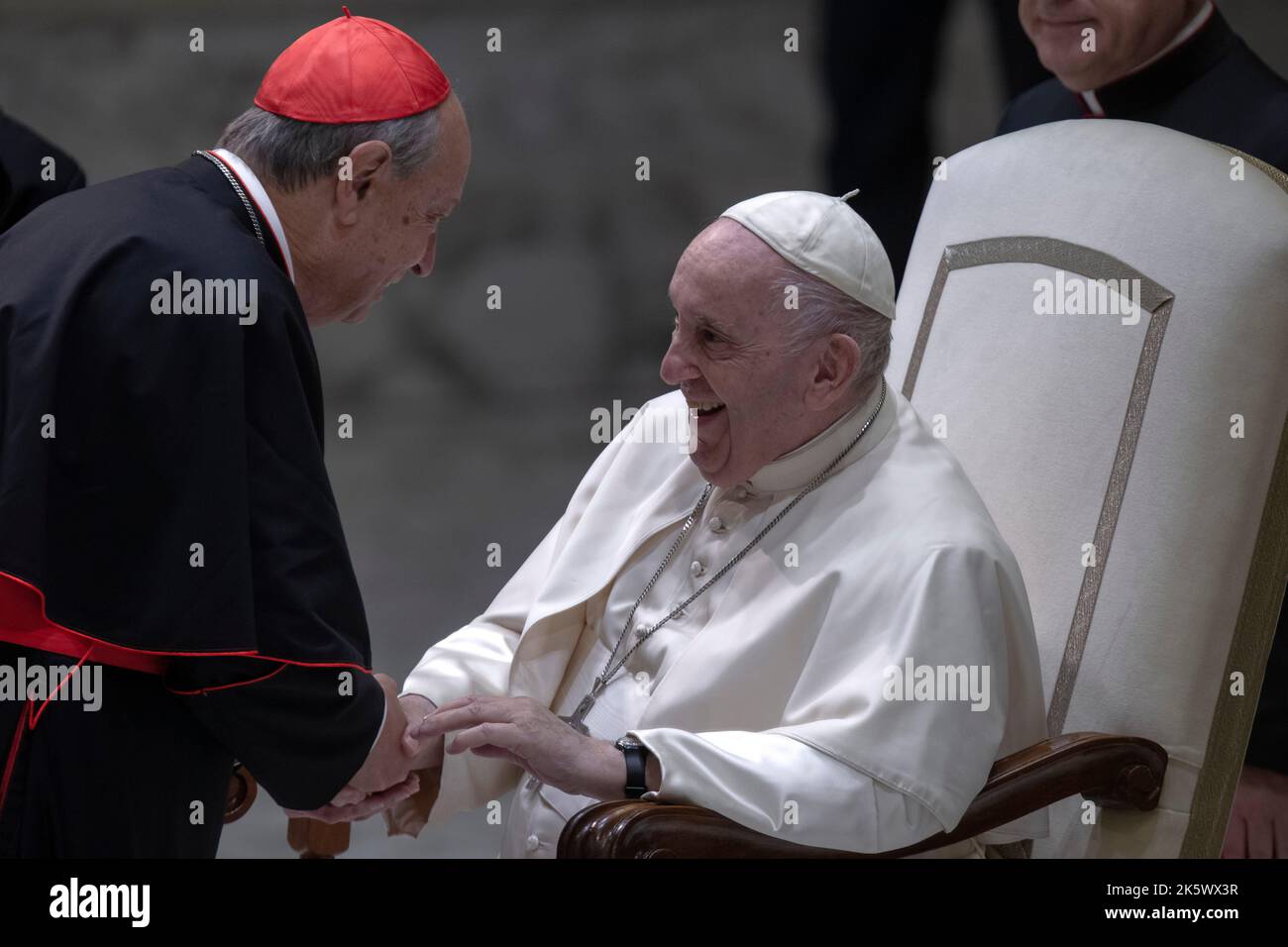 Vatican City, Vatican, 10 october 2022. Pope Francis greets cardinal ...