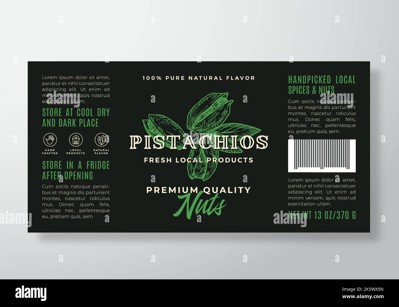 Pistachios Food Label Template. Abstract Vector Packaging Design Layout ...