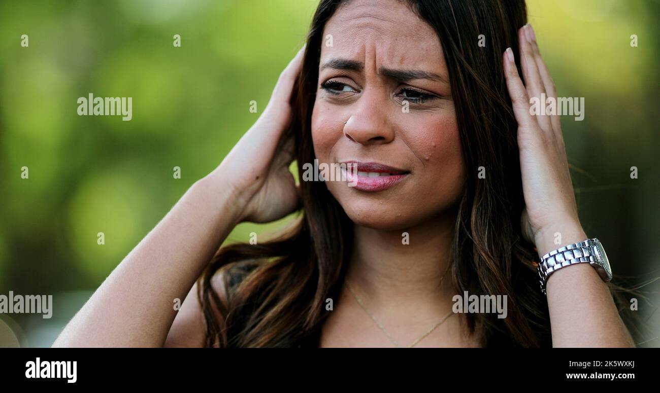 Woman objection refusal. Person in negation. Confused woman refusing ...