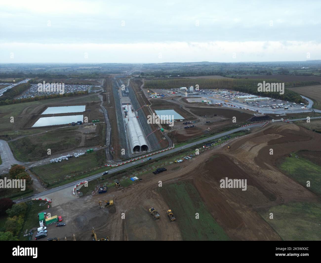 HS2 high speed rail network tunnel construction site aerial photo ...