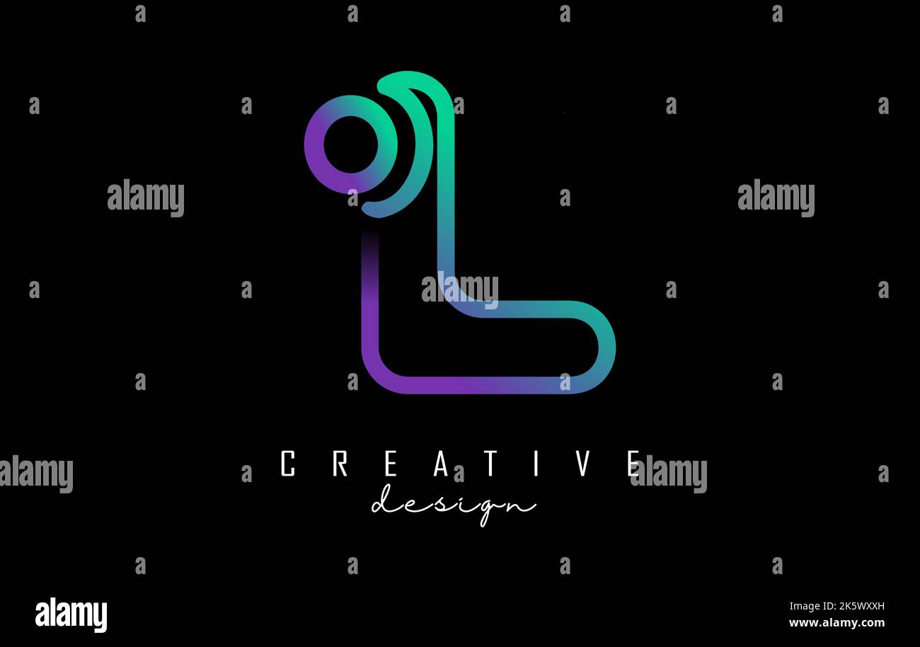 Outline letter L logo with a minimalist and gradient design. Vector ...