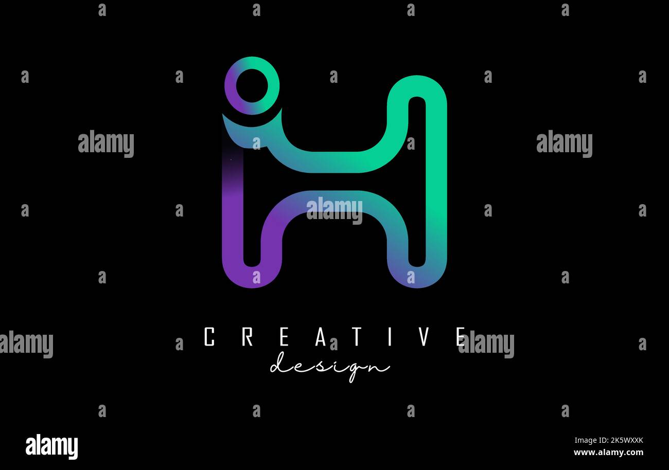 Outline letter H logo with a minimalist and gradient design. Vector ...