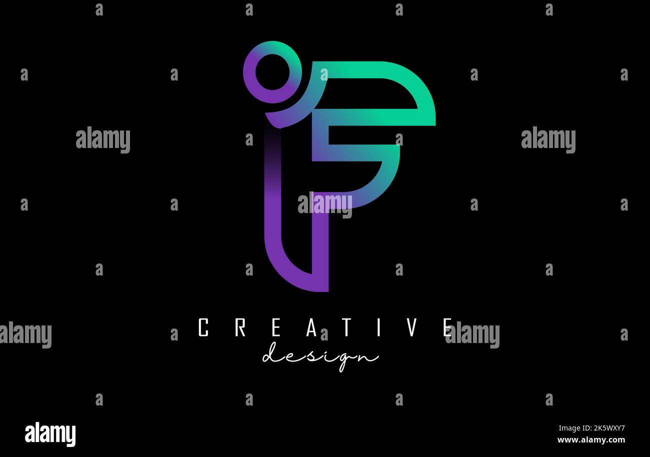 Outline letter F logo with a minimalist and gradient design. Vector ...