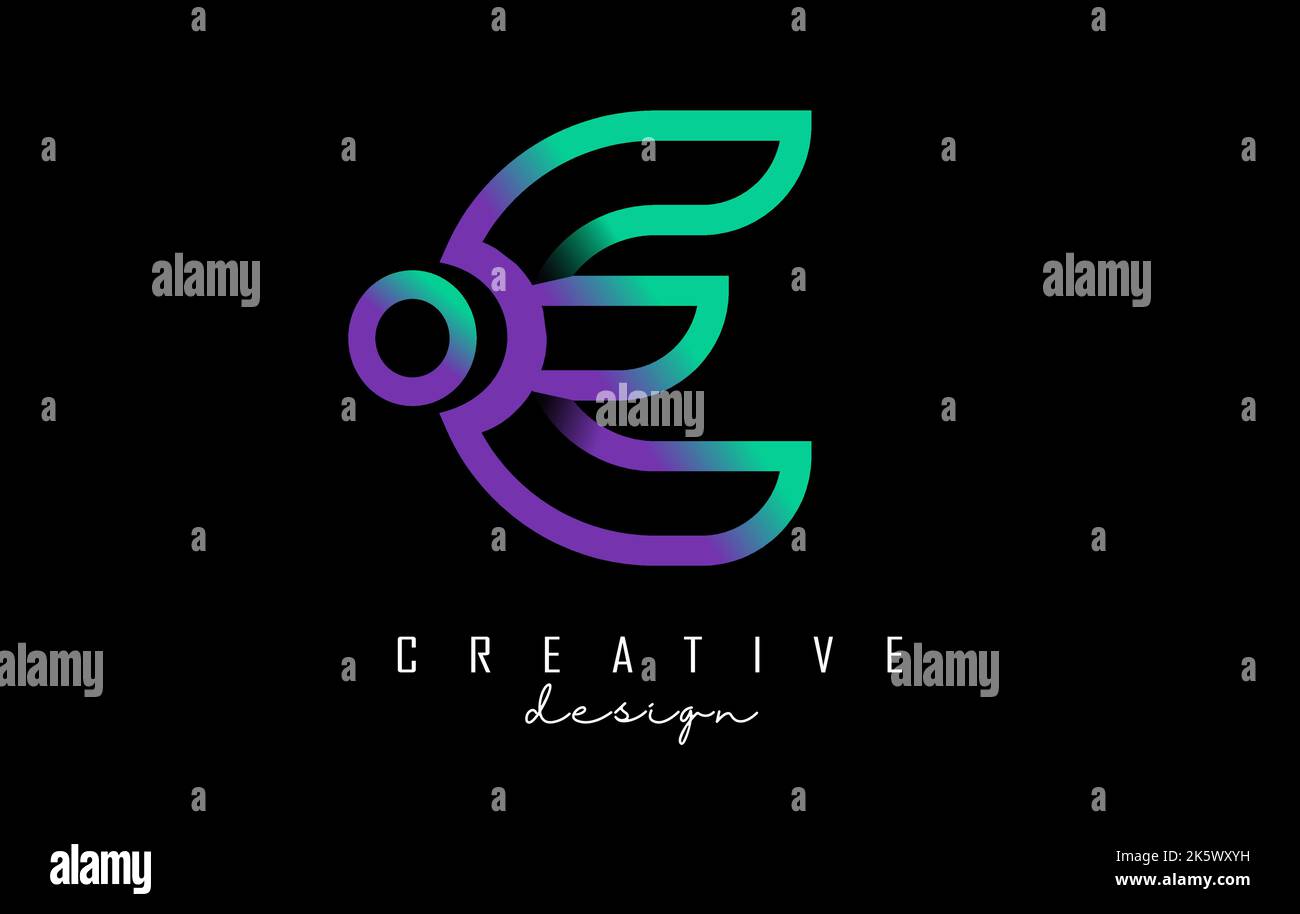 Outline letter E logo with a minimalist and gradient design. Vector ...