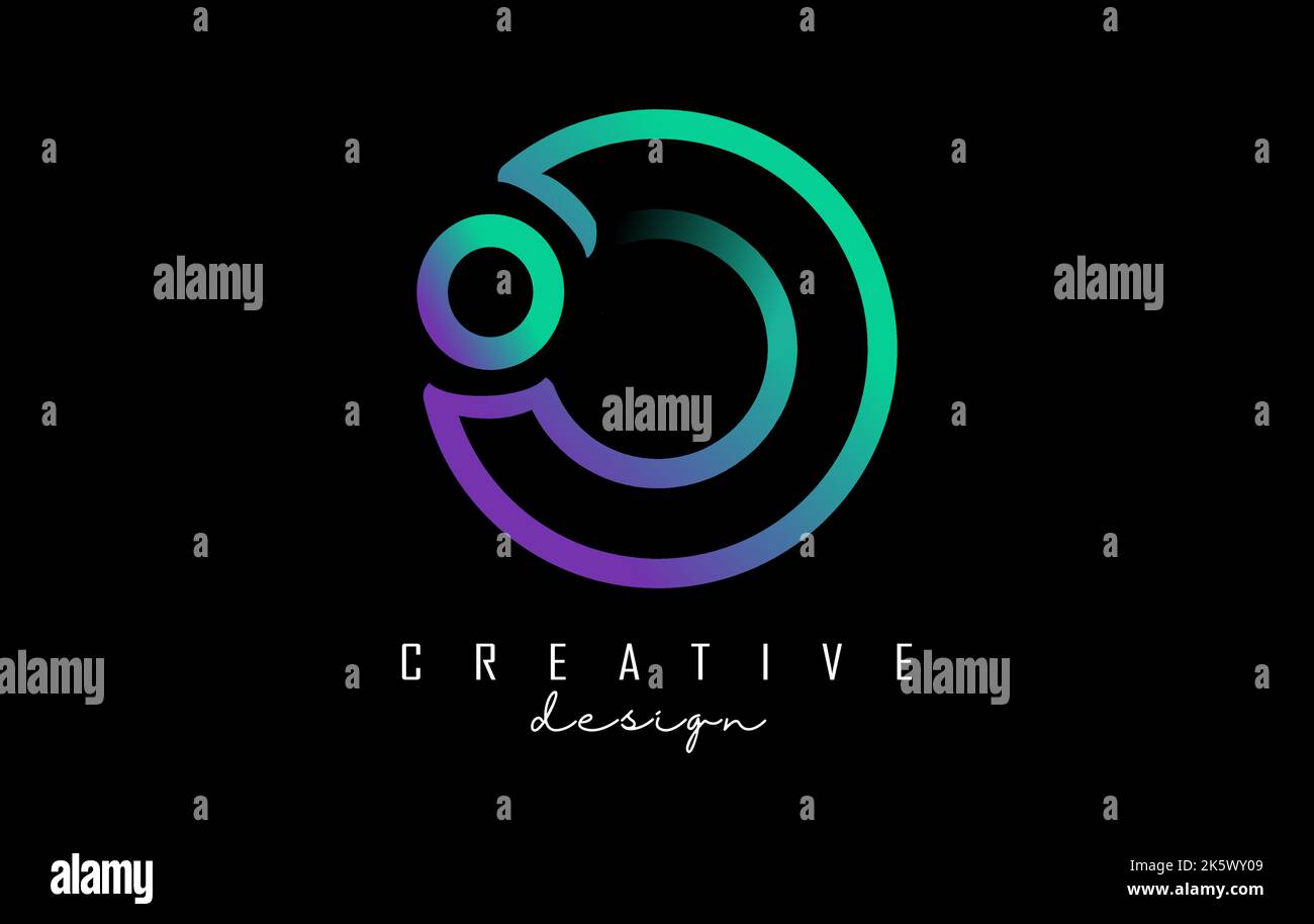 Outline letter O logo with a minimalist and gradient design. Vector ...