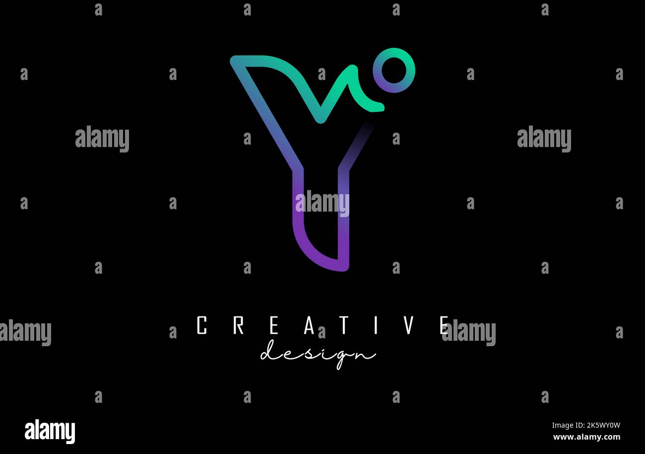 Outline letter Y logo with a minimalist and gradient design. Vector ...