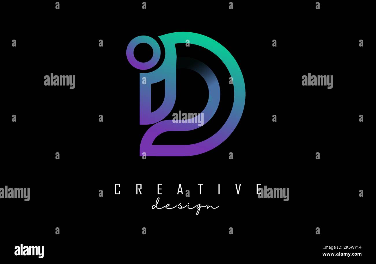 Outline letter D logo with a minimalist and gradient design. Vector ...