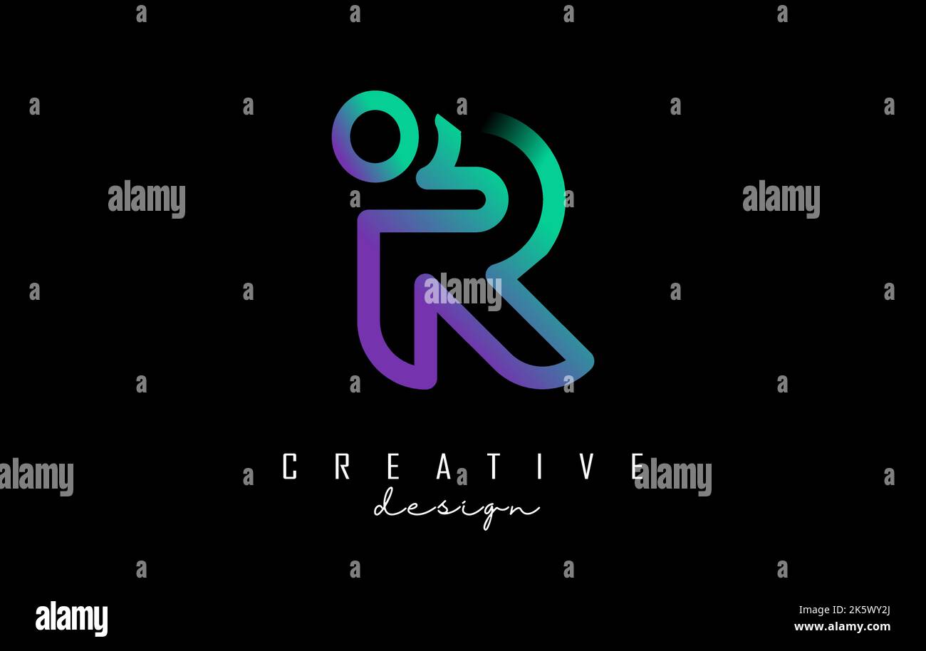 Outline letter R logo with a minimalist and gradient design. Vector ...