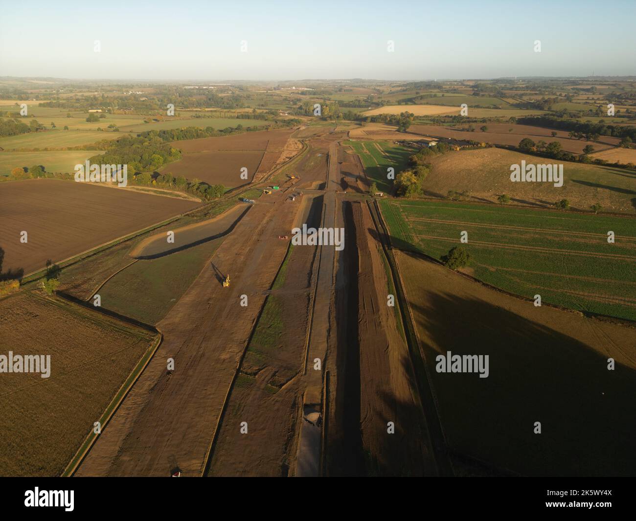 HS2 high speed rail network construction site aerial photo. Chipping ...