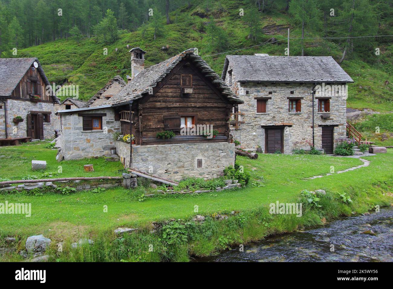 The mountain village of Crampiolo in Alpe Devero, Lepontine Alps ...