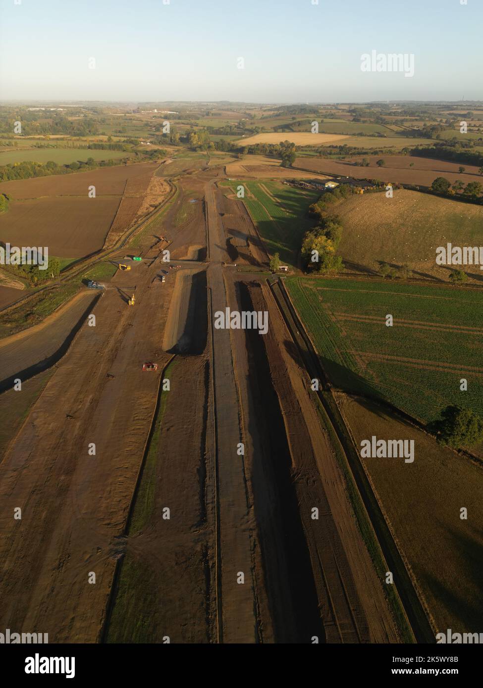 HS2 high speed rail network construction site aerial photo. Chipping ...