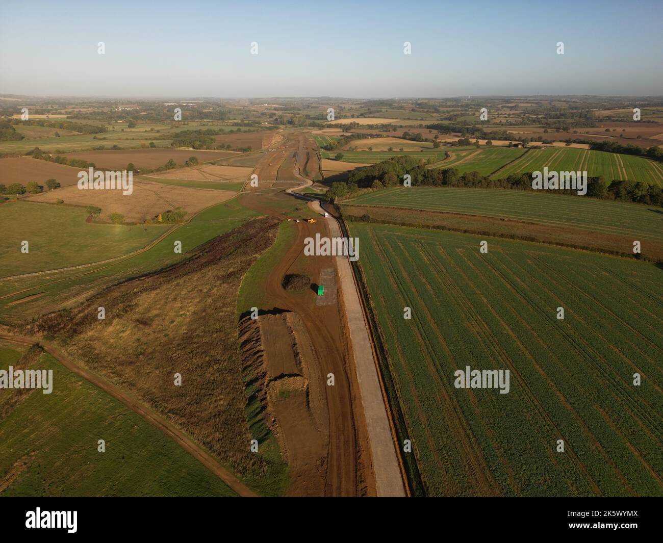 HS2 high speed rail network construction site aerial photo. Chipping ...