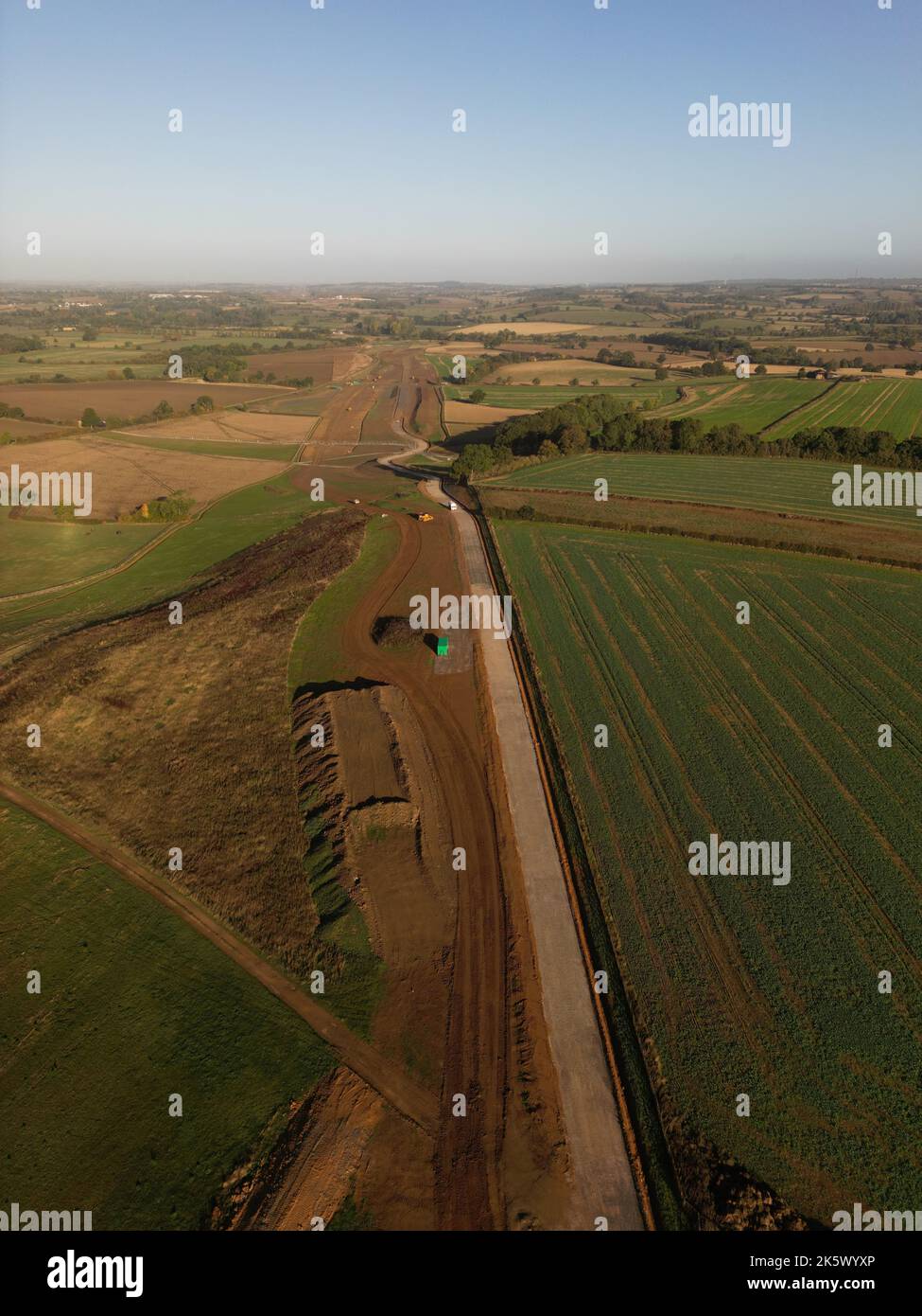 HS2 high speed rail network construction site aerial photo. Chipping ...