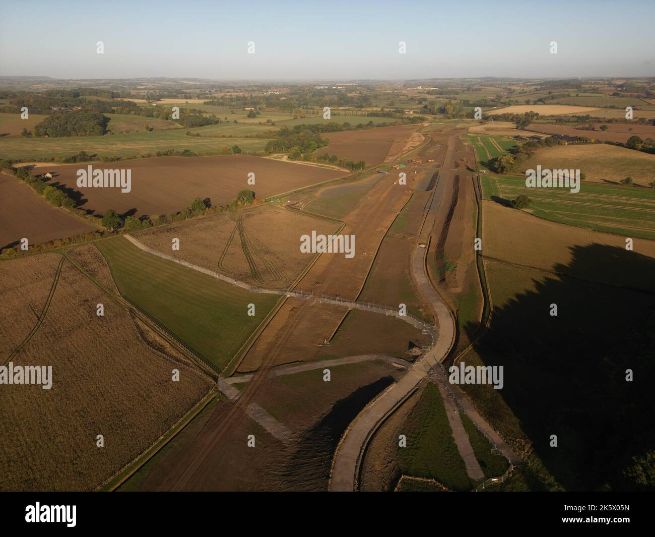 HS2 high speed rail network construction site aerial photo. Chipping ...