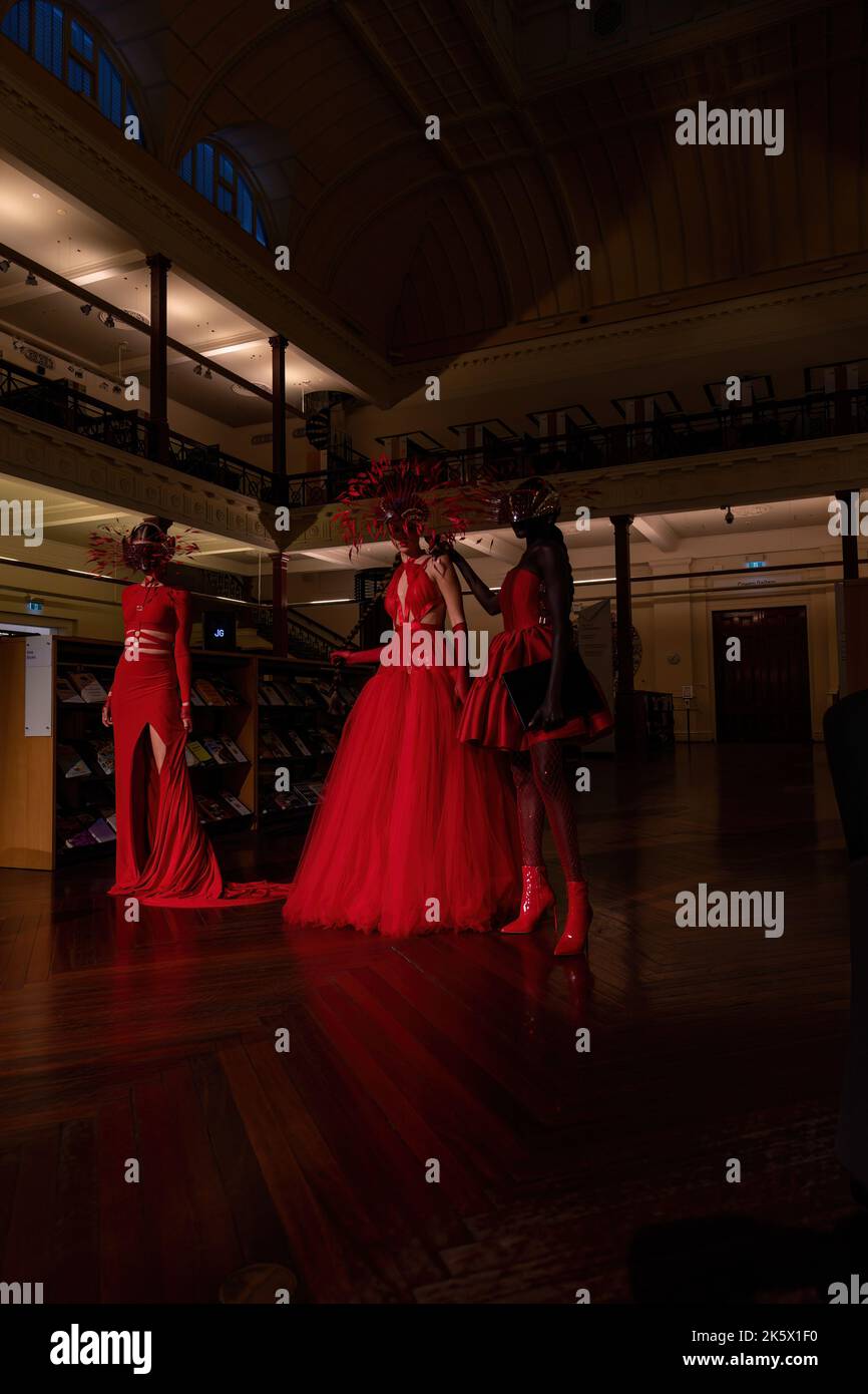 Melbourne, Australia. 10th Oct, 2022. Models dressed in a designs by ...