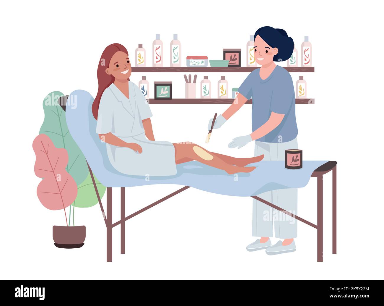 Waxing procedure 2D vector isolated illustration Stock Vector Image ...