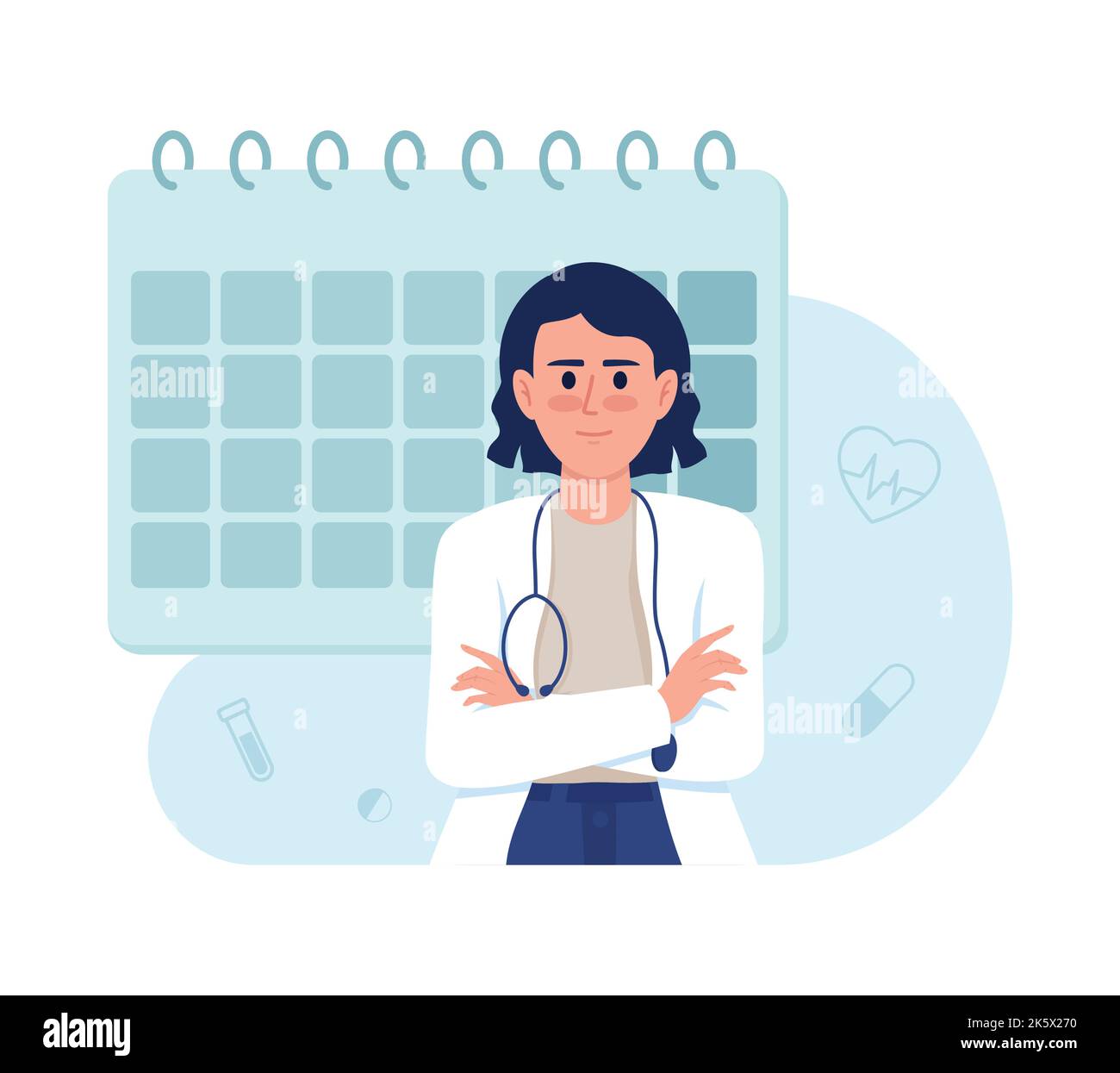 Schedule doctor appointment 2D vector isolated illustration Stock ...