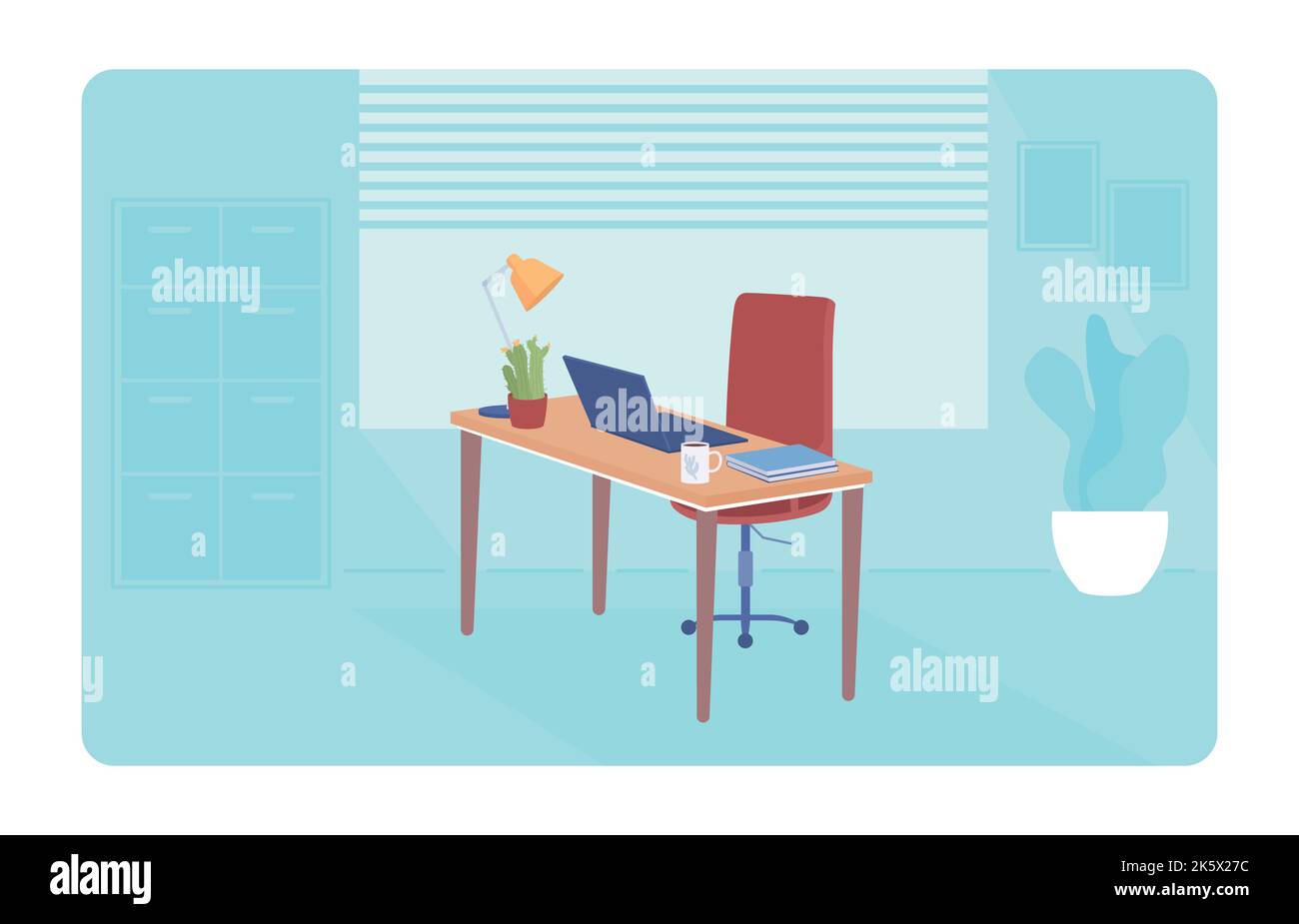 Convenient director office room 2D vector isolated illustration Stock ...
