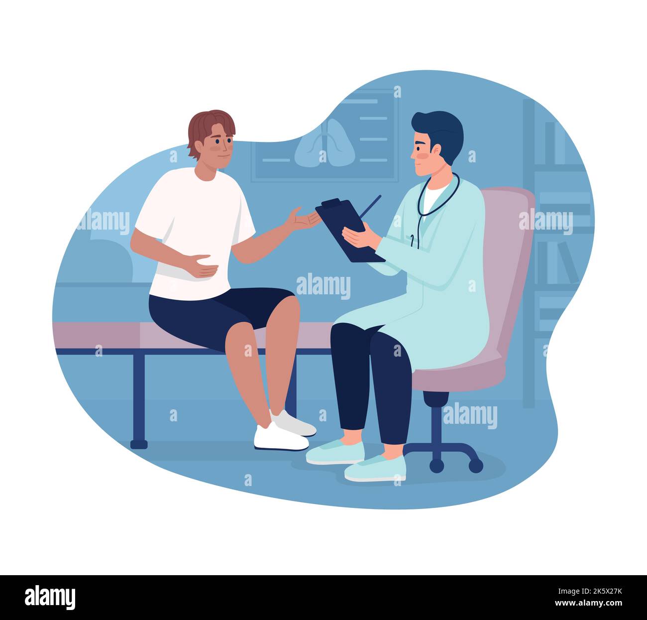 Therapist listening to patient in office 2D vector isolated illustration Stock Vector Image ...