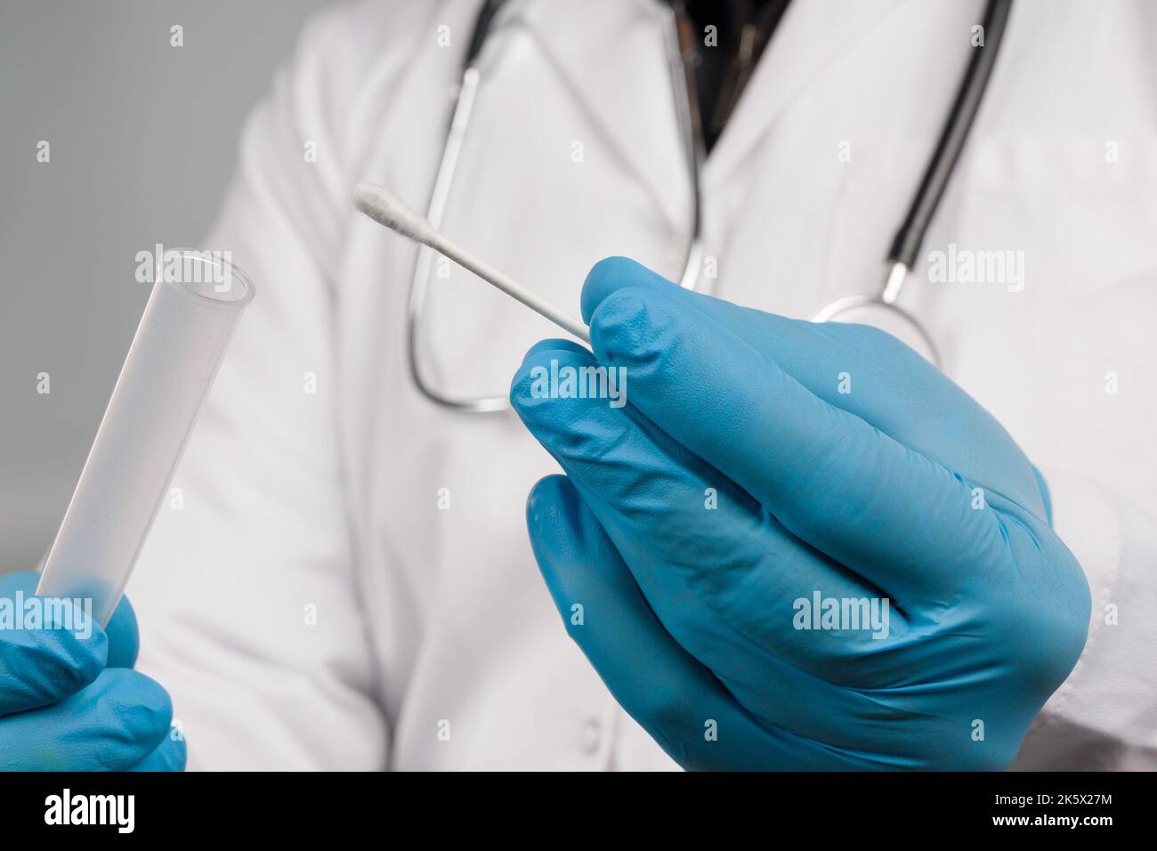Close up of handling a Corona smear test in a medical laboratory Stock ...
