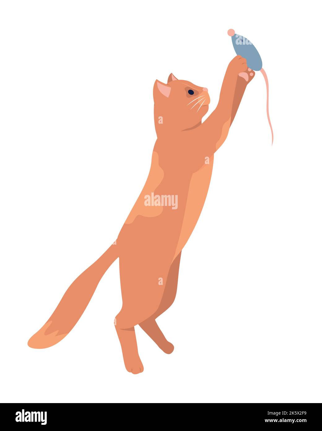 Cat playing with mouse semi flat color vector character Stock Vector ...