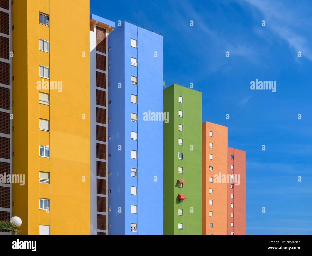 Colourful apartment blocks in La Villajoyosa, Nr Benidorm on the ...