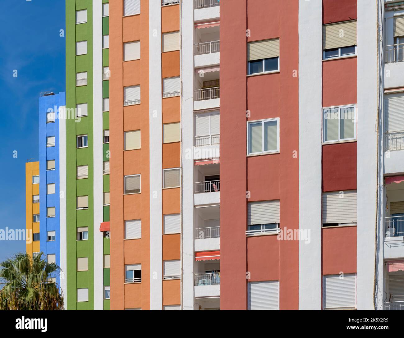 Colourful apartment blocks in La Villajoyosa, Nr Benidorm on the ...