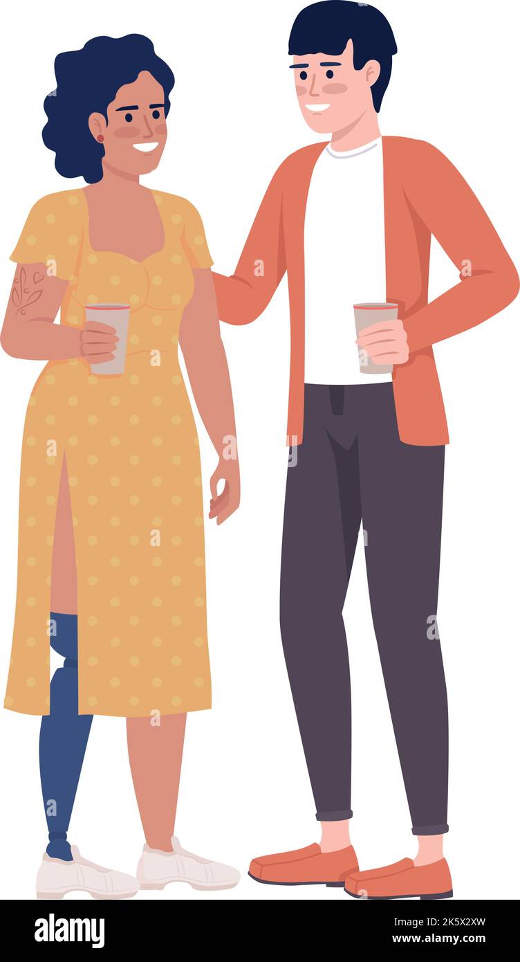 Friendly communication semi flat color vector characters Stock Vector ...