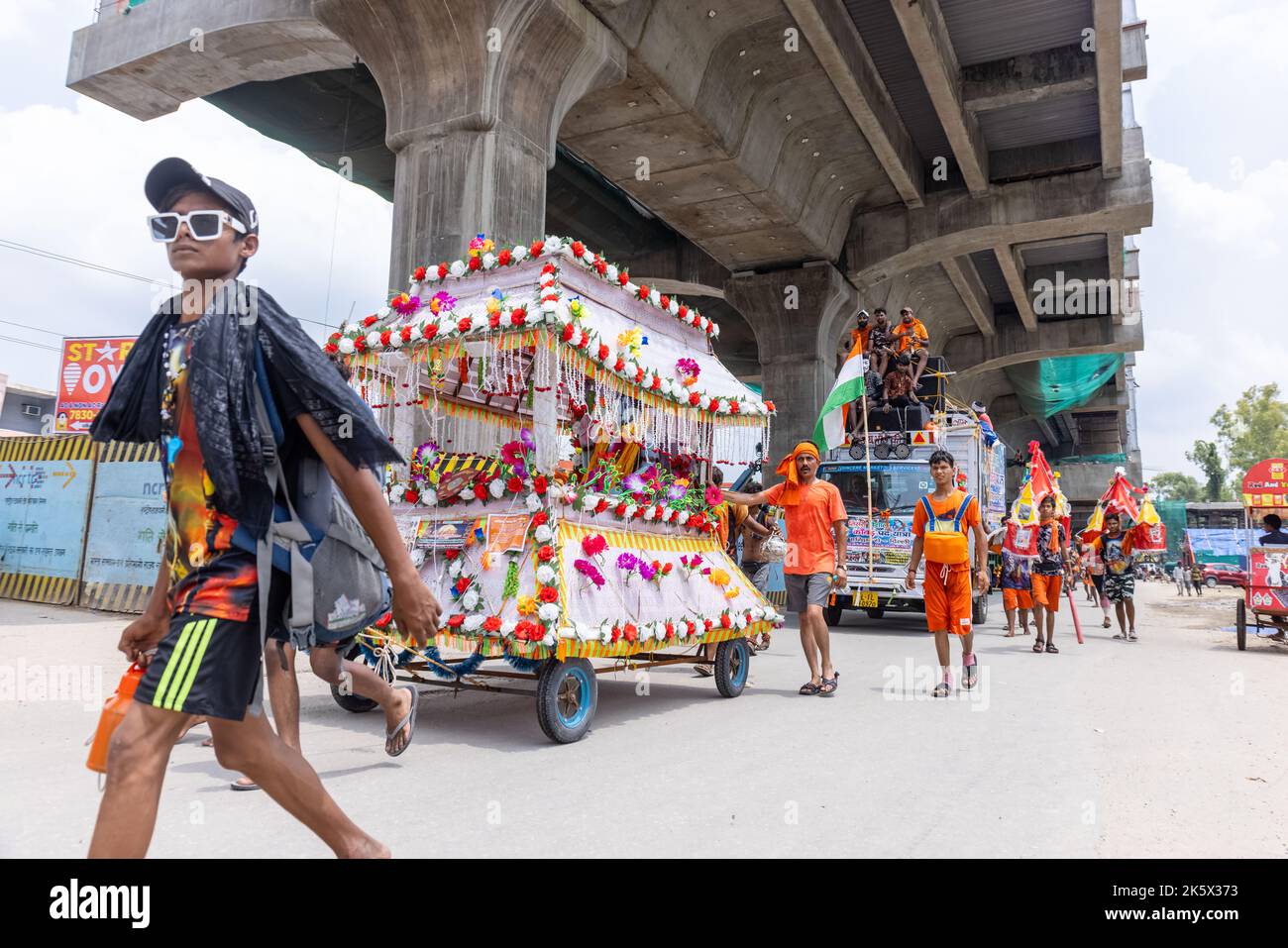 Ghaziabad, Uttar Pradesh, India - July 2022: Portrait of hindu pilgrim ...