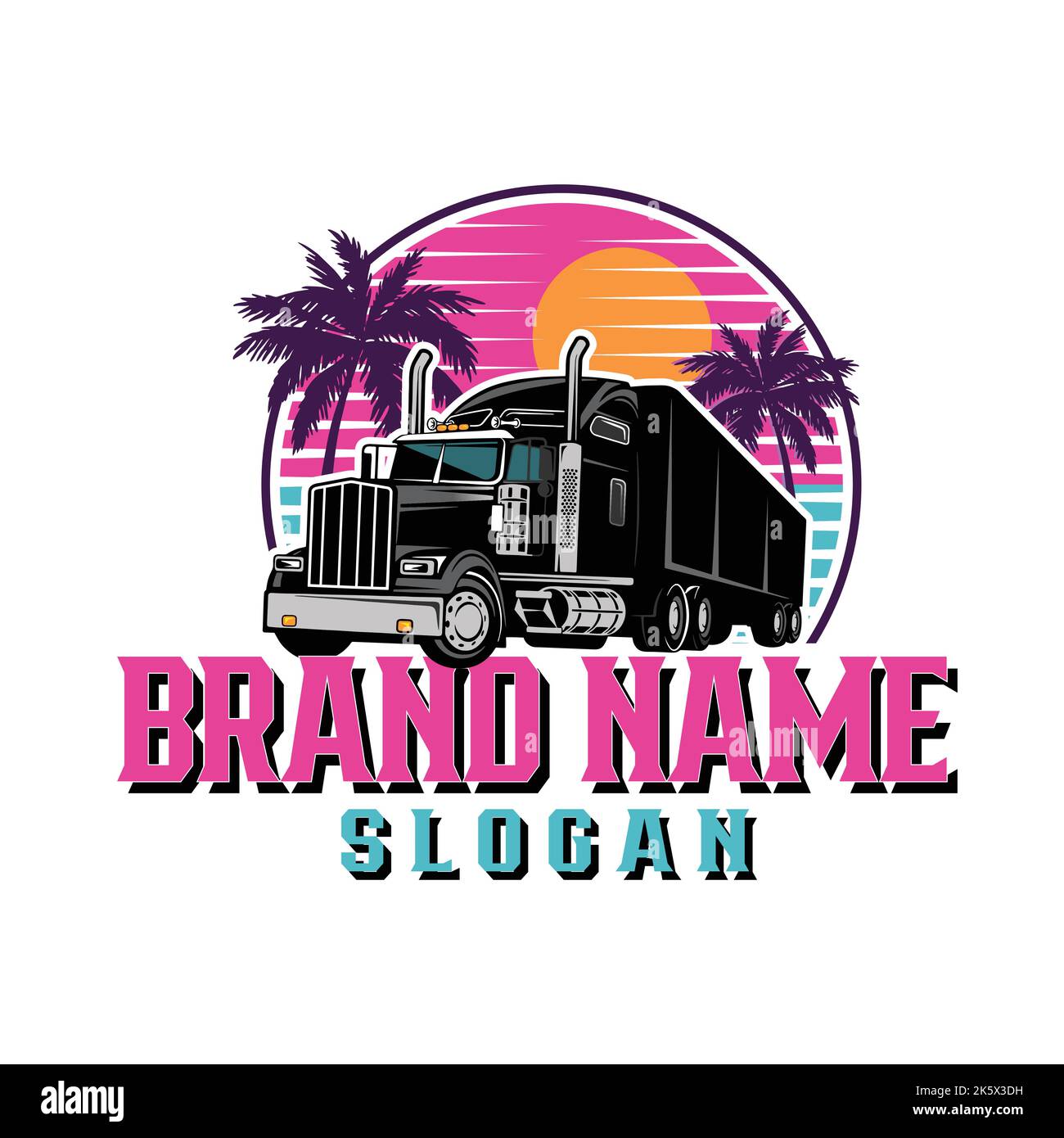 Miami vice themed freight transporter truck vector image Stock Vector ...