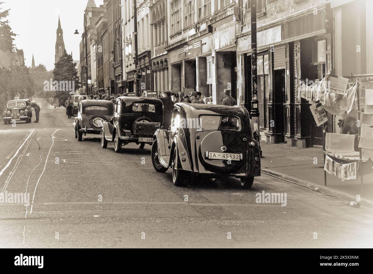 Black and white image of a recreation of Berlin in 1936, shot in ...