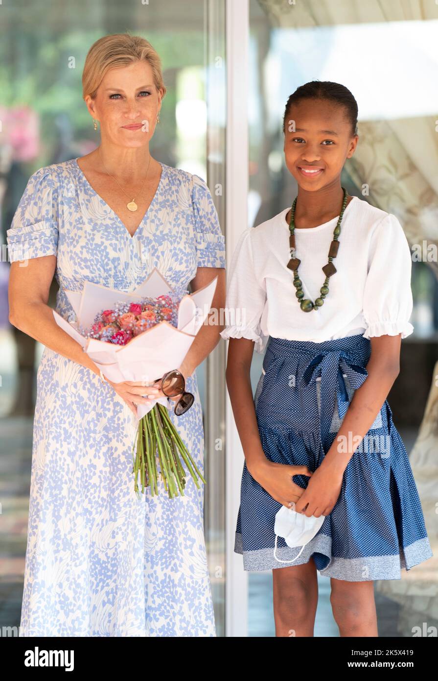 The Countess of Wessex received flowers from Afilwe Sebonego, aged 11 ...