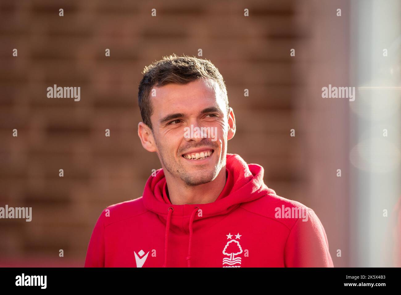 Harry Toffolo #15 of Nottingham Forest arrives before the Premier ...