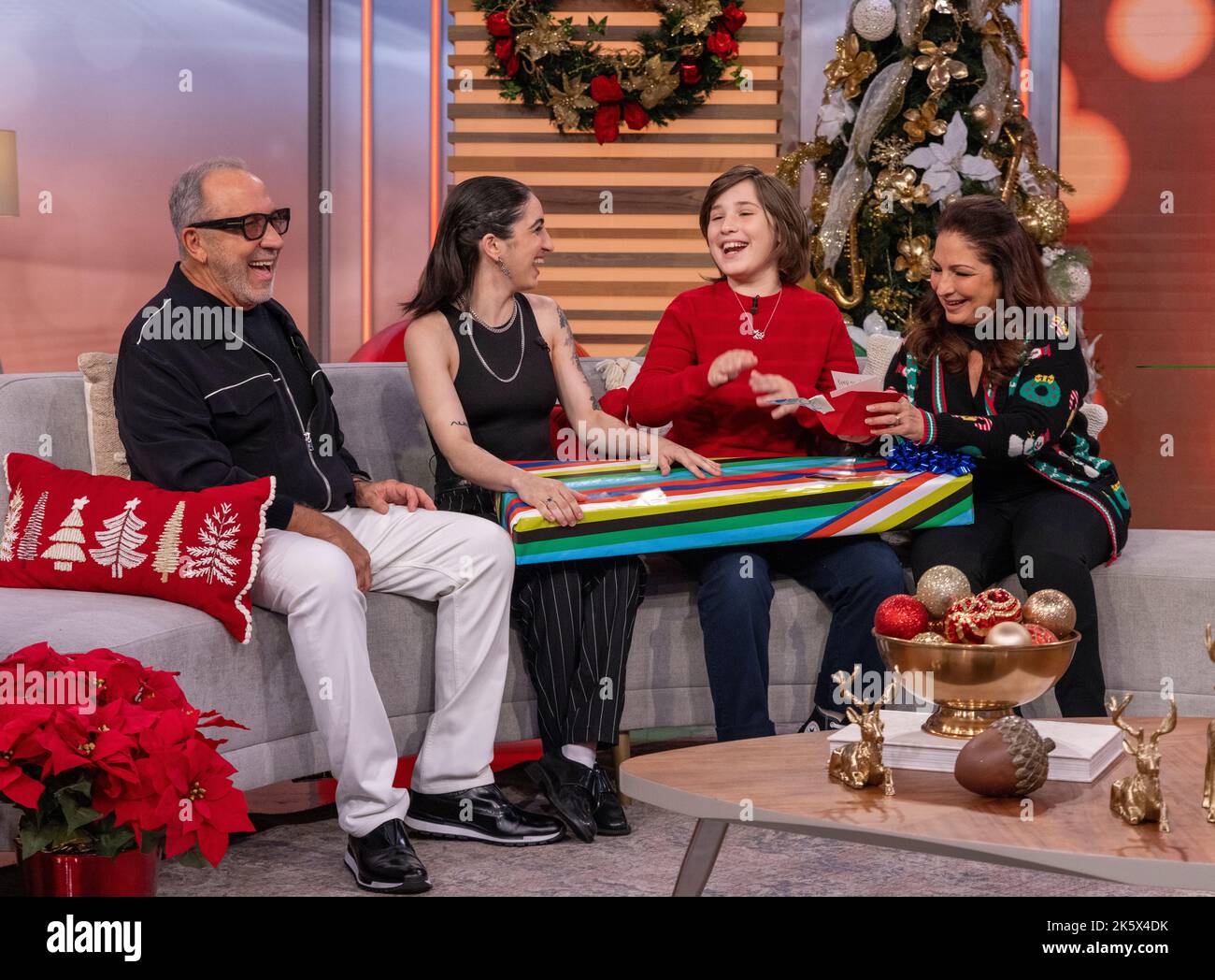 MIAMI, FL - OCT 10: Emilio, Emily, Sasha and Gloria Estefan are seen ...