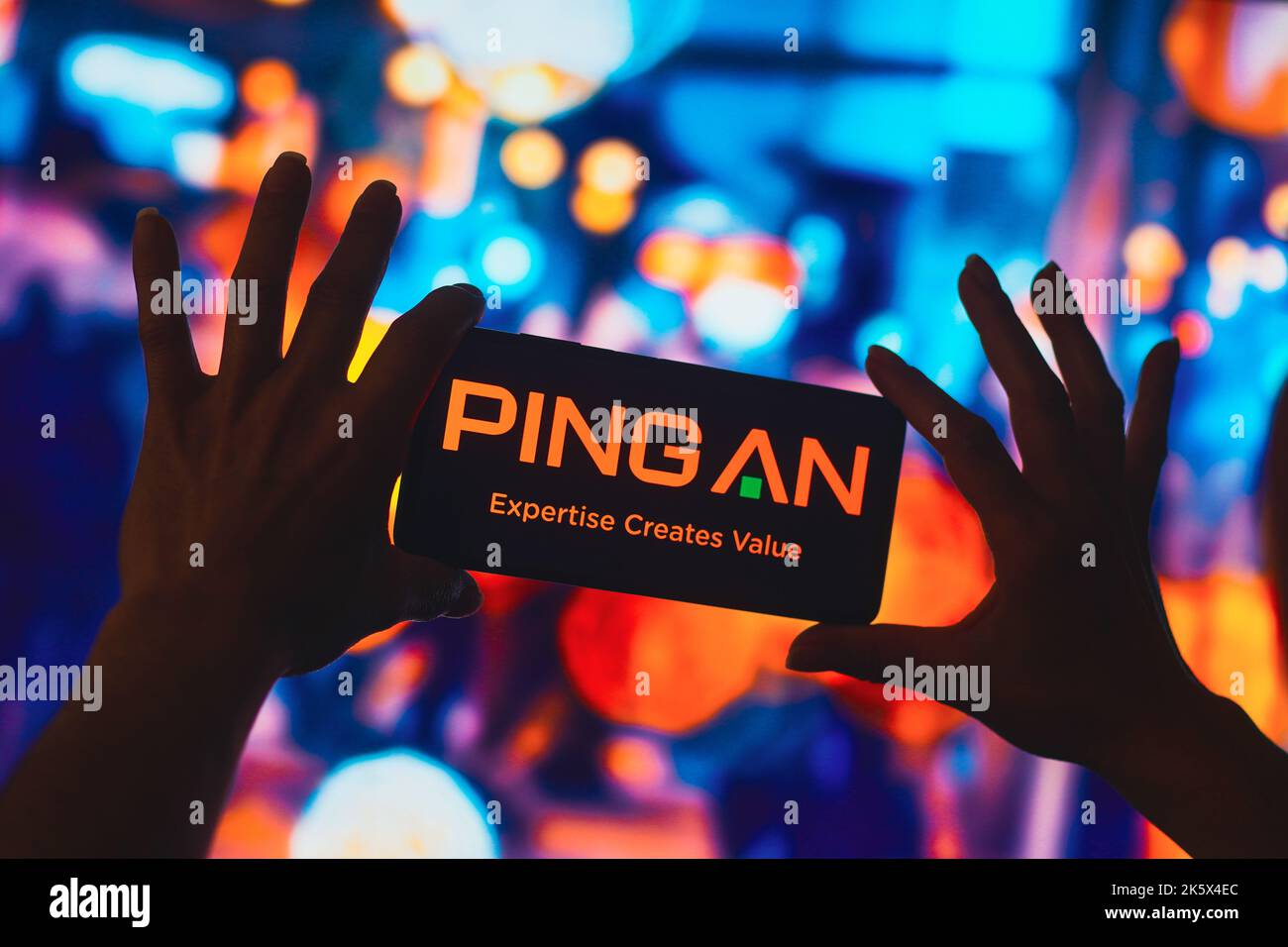 In this photo illustration, the Ping An Insurance logo is displayed on ...