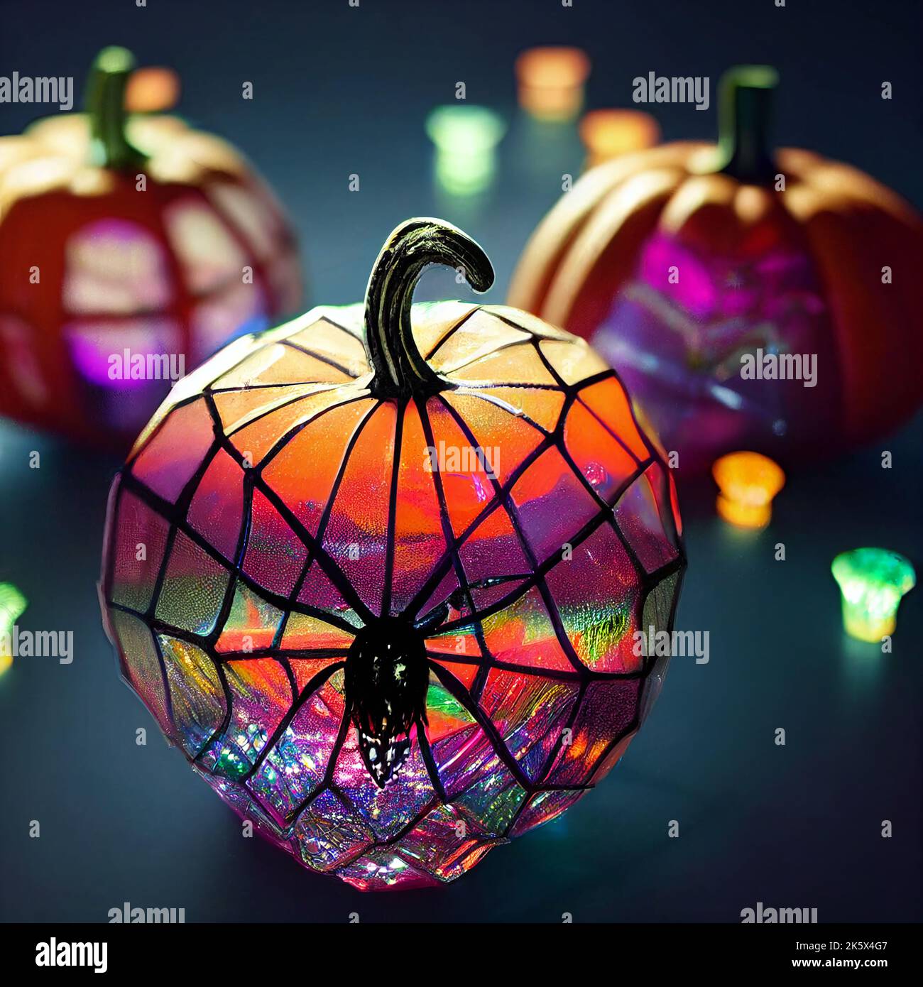 Crystal pumpkins covered in cobwebs, discovered in a cellar. Iridescent ...