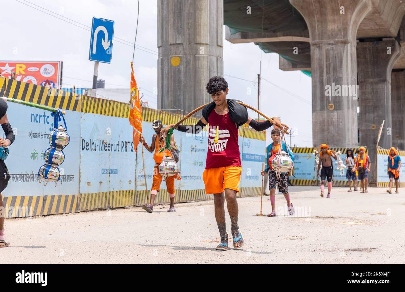 Ghaziabad, Uttar Pradesh, India - July 2022: Portrait of hindu pilgrim ...
