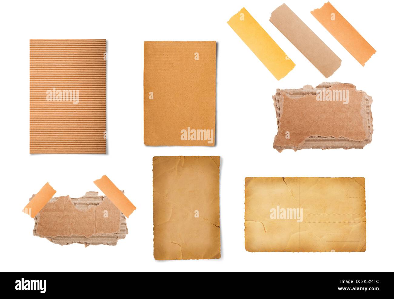 Collection of various vintage note papers isolated on white background ...