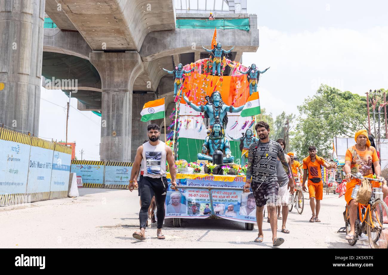 Ghaziabad, Uttar Pradesh, India - July 2022: Portrait of hindu pilgrim ...