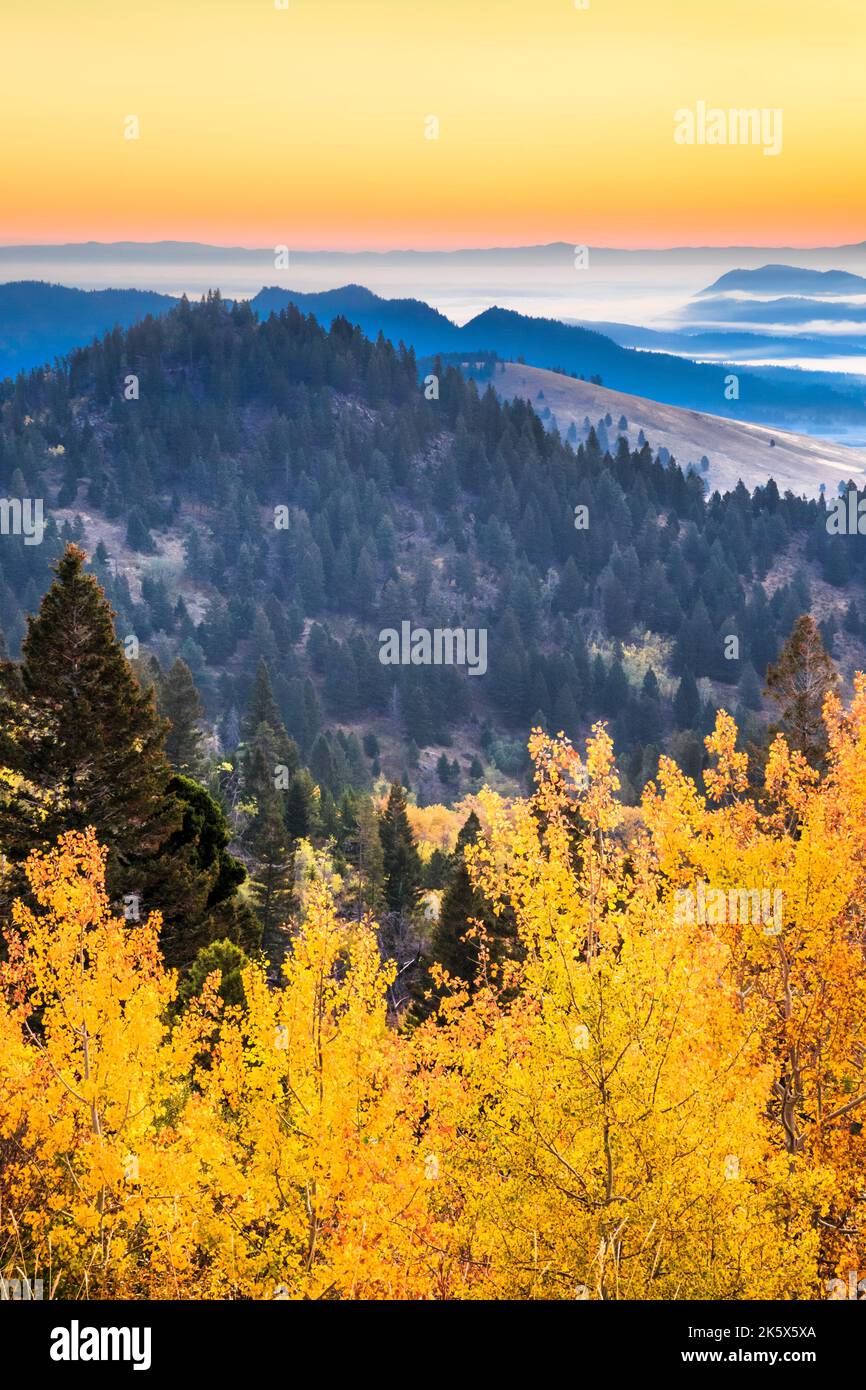 autumn sunrise over the tenmile creek valley below macdonald pass near ...