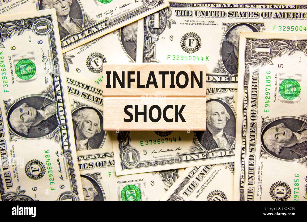 Inflation shock symbol. Concept words Inflation shock on wooden blocks ...